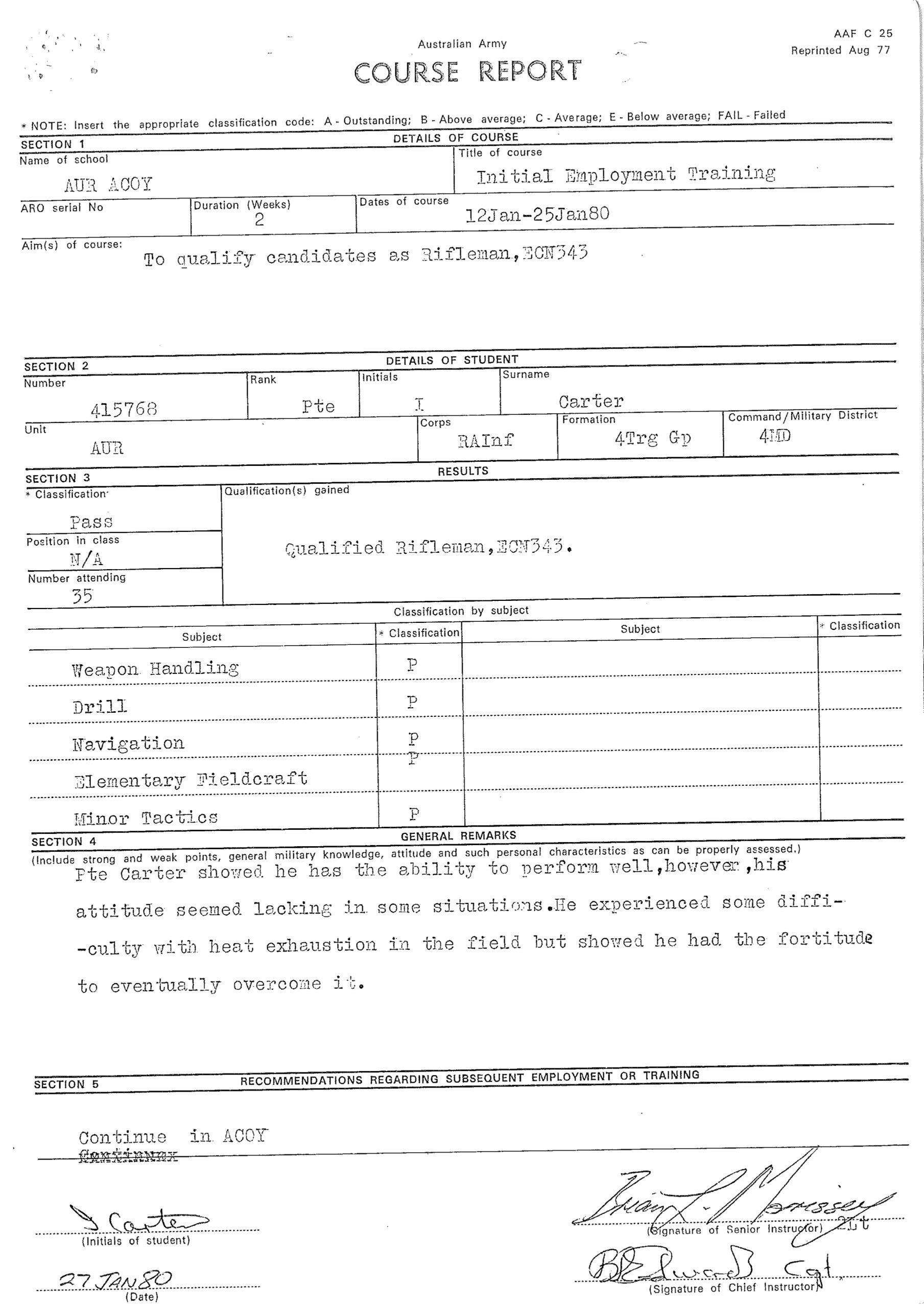Army Service – Home